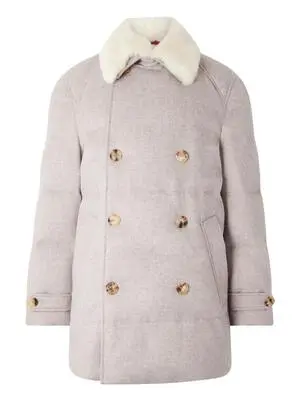 Brunello Cucinelli Shearling-trimmed Quilted Cashmere Down Coat - Neutrals