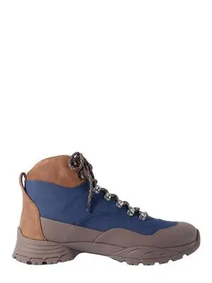 Brunello Cucinelli Rubber And Suede-Trimmed Ripstop Lace-Up Boots Blue