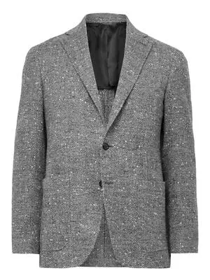 Canali Kei Herringbone Wool-blend Blazer - Gray