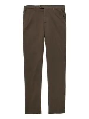 Canali Slim-fit Tapered Cotton-blend Twill Trousers - Brown