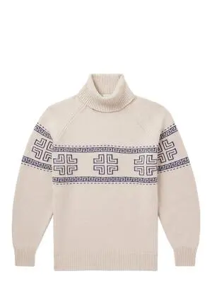 Brunello Cucinelli Intarsia-knit Cashmere Rollneck Sweater - Neutrals
