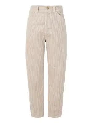 Brunello Cucinelli Slim-fit Tapered Cotton-corduroy Trousers - Neutrals
