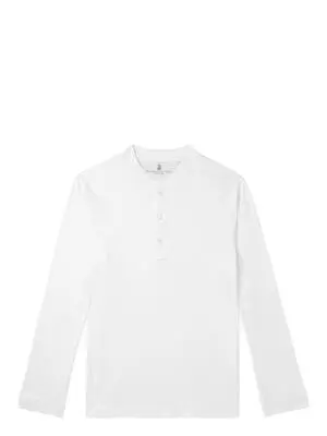 Brunello Cucinelli Slim-fit Cotton-jersey Henley T-shirt - White