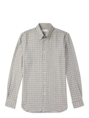 Boglioli Button-down Collar Checked Cotton-flannel Shirt - Neutrals