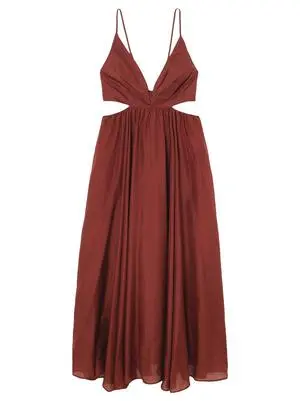 Zimmermann Wanderlust Cutout Silk-poplin Maxi Dress - Burgundy