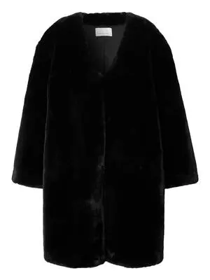 THE FRANKIE SHOP Matera Oversized Plush Coat Black