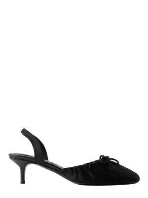 Staud Alba Gathered Satin Slingback Pumps - Black
