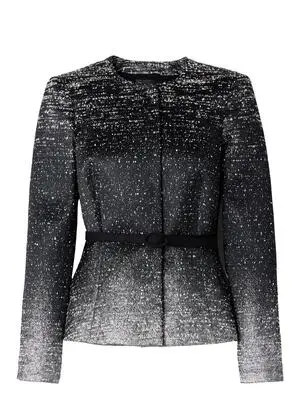 Oscar De La Renta Belted Metallic Bouclé-tweed Jacket - Black