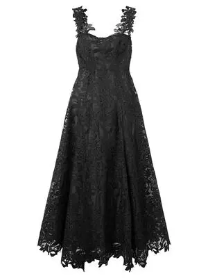Oscar De La Renta Corded Lace Gown - Black