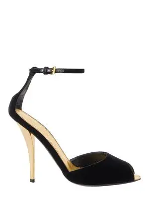 Paris Texas Jessica Velvet Peep-toe Sandals - Black