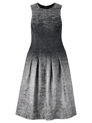 Oscar De La Renta Pleated Metallic Bouclé-tweed Midi Dress - Black