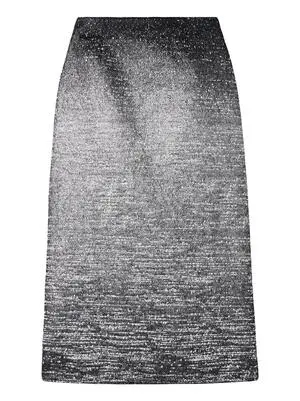 Oscar De La Renta Metallic Bouclé-tweed Midi Skirt - Black