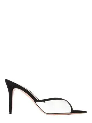 GIANVITO ROSSI 85 Suede-trimmed Mirrored-leather Mules - Black