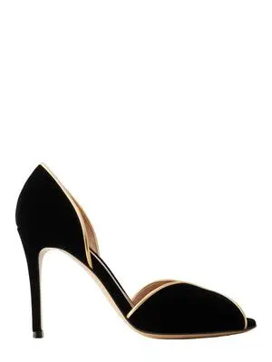 GIANVITO ROSSI 95 Metallic Leather-trimmed Velvet Pumps - Black