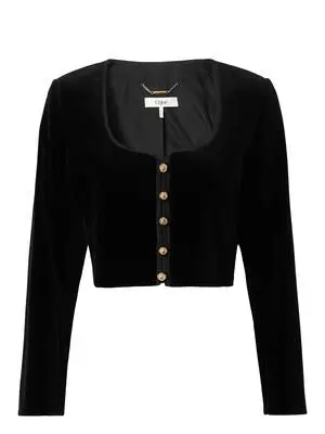 Chloé Cropped Cotton-velvet Jacket - Black
