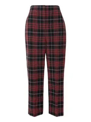 Burberry Checked Woven Skinny Pants - Red