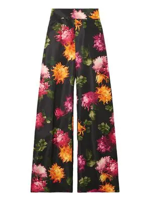 Carolina Herrera Diane Floral-print Wide-leg Pants - Black