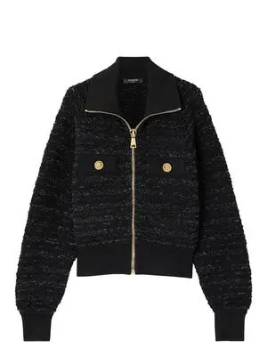Balmain Tweed Bomber Jacket - Black