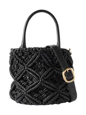AMANU The Zanzibar Woven Leather Bucket Bag - Black