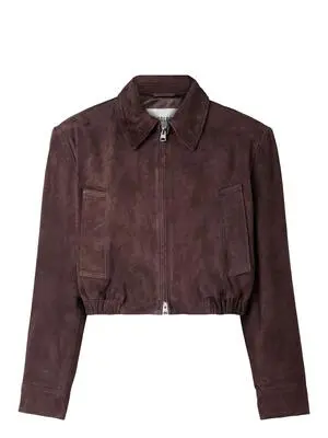 AGOLDE Nahla Cropped Suede Jacket - Brown