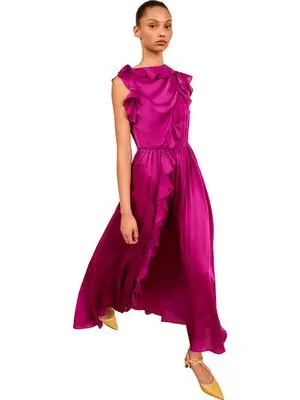 Ulla Johnson Saanvi Cascading Ruffles Dress - Mulberry
