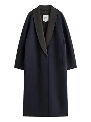 Cos Double-faced Wool Shawl-collar Coat - Navy