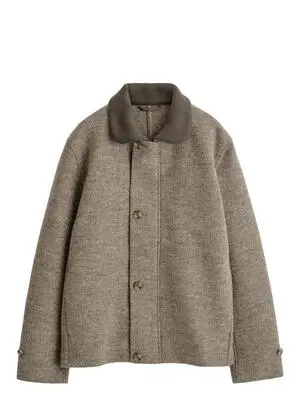 Cos Boiled Wool Jacket With Ribbed Collar - Beige