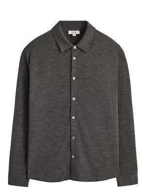 Cos Wool-blend Jersey Shirt - Dark Grey