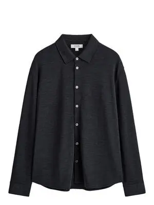 Cos Wool-blend Jersey Shirt - Navy