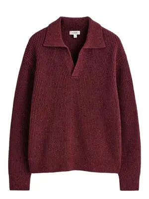 Cos Donegal-effect Wool Polo Sweater - Red