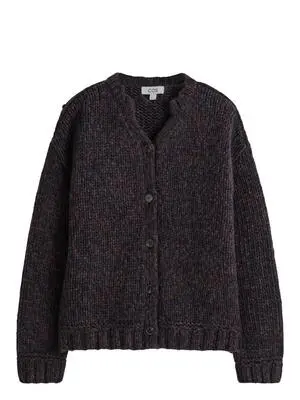 Cos Flecked Chunky Wool-alpaca Cardigan - Navy