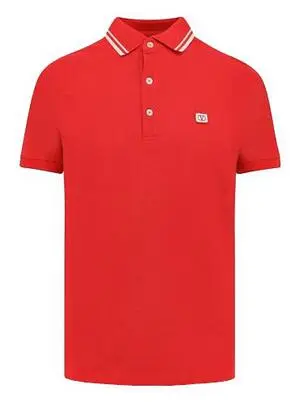 Valentino Garavani Vlogo Embroide Shortsleeved Polo Shirt - Red