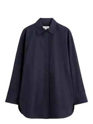 Cos Tailored Cotton Shirt - Navy