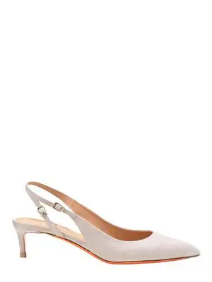 Santoni Pointed Toe Slingback Pumps - Natural