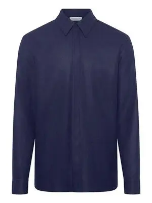 Gabriela Hearst Abbe Shirt In Wool Cashmere Flannel - Navy