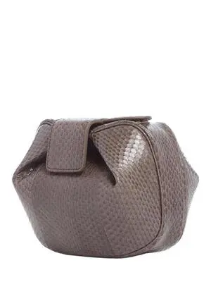 Gabriela Hearst Soft Demi Snakeskin Clutch Charcoal