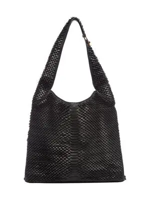 Gabriela Hearst Large Hobo Bag In Python-effect Leather - Black