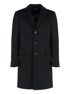 Zegna Coat In Wool Blend - Black