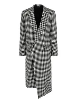 Alexander McQueen Asymmetrical Houndstooth Overcoat - White