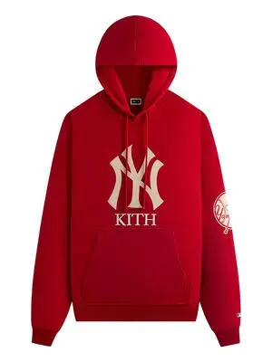 Kith For The New York Yankees Plush Fleece Cropped Braxton Hoodie - Red