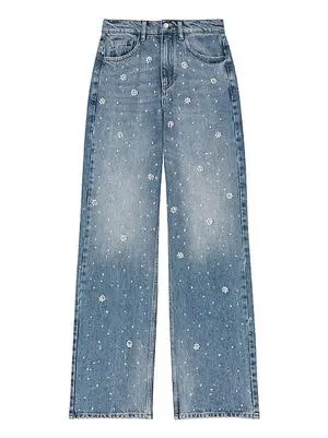 Maje Bead-embroidered Wide-leg Jeans - Blue