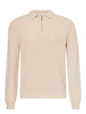 NOBL Kai Fisherman Half-zip Knitted Jumper - Oatmeal