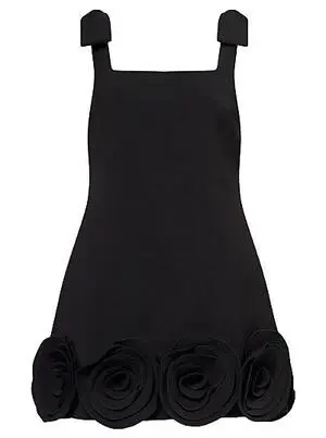 SELF-PORTRAIT 3d Flower Crepe Mini Dress - Black