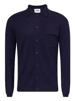 NOBL Koen Long-sleeve Knitted Shirt - Navy