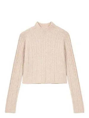 Maje Cable-knit Wool And Cashmere-blend Jumper - Beige