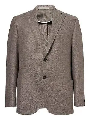 Corneliani Herringbone Single-breasted Wool And Cashmere Blazer - Dark Brown (ebony)