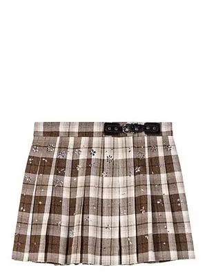 Maje Checked Rhinestone-embellished Mini Skirt - Big Brown Check