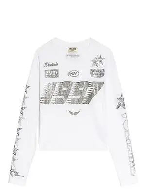 Zadig&Voltaire Rhinestone-embellished Cotton T-shirt - White
