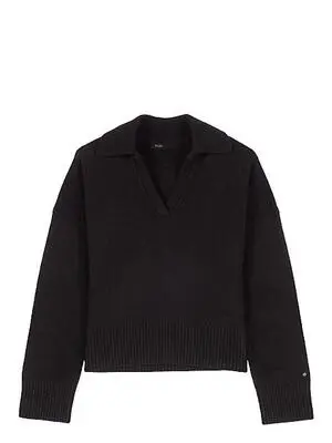 Maje Stretch Wool And Cashmere-blend Jumper - Black