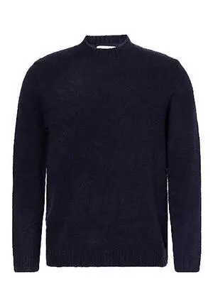 NOBL Cameron Crewneck Textured Knitted Jumper - Navy